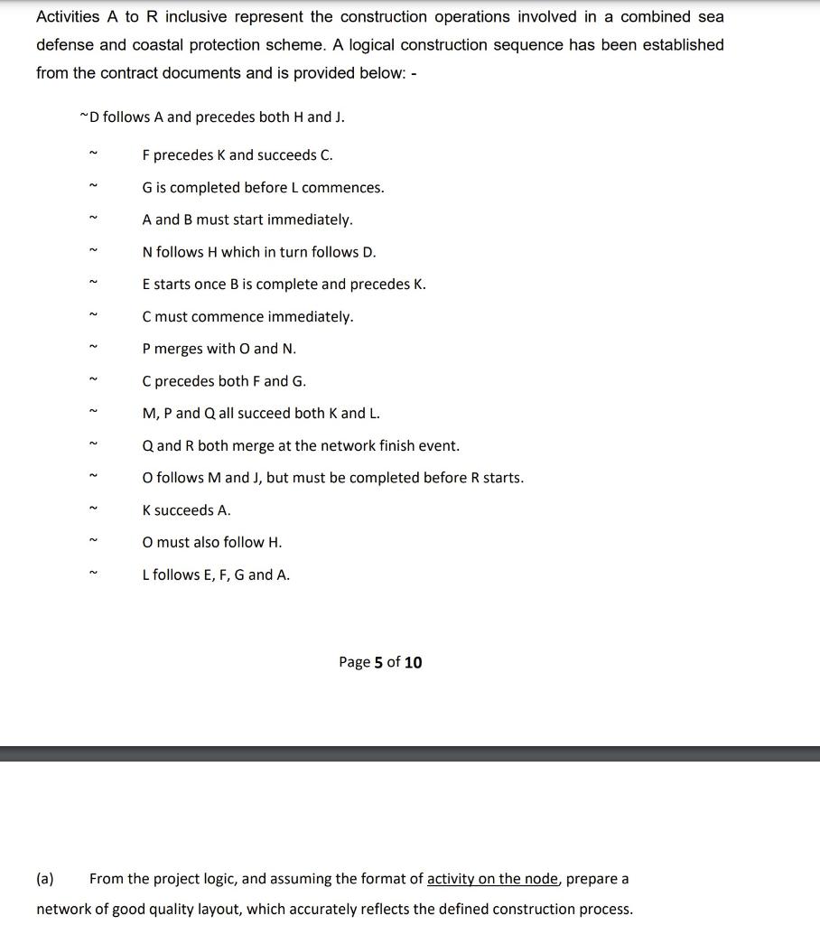 Solved Activities A to R inclusive represent the | Chegg.com