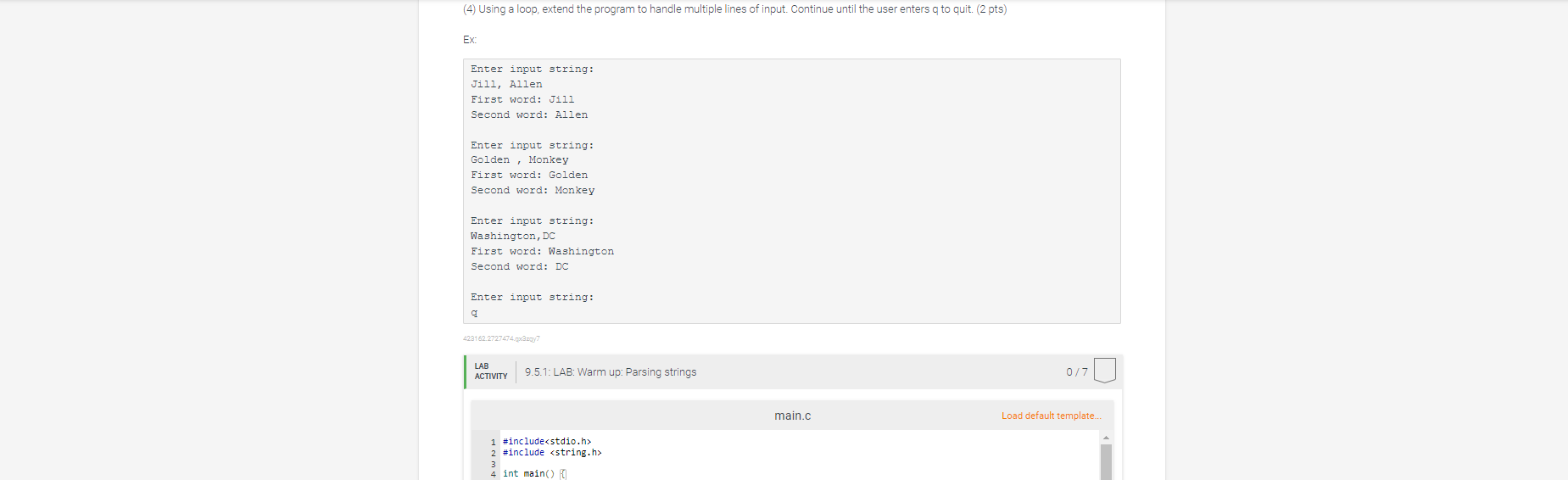 Solved 1 Prompt The User For A String That Contains Two 1206