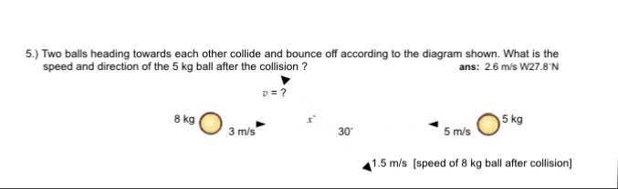Solved 5.) Two balls heading towards each other collide and | Chegg.com