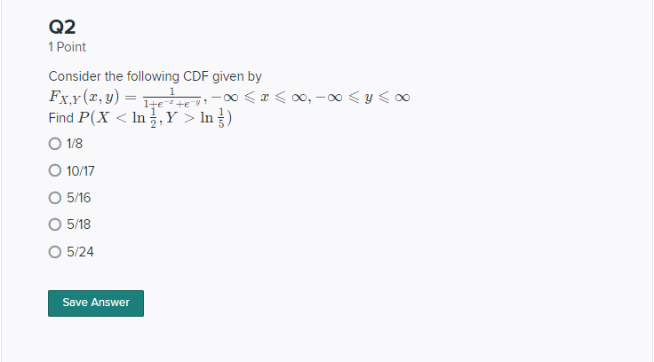 Solved Q2 1 Point Consider the following CDF given by | Chegg.com
