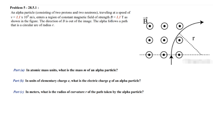 Solved Problem 5 - 28.5.1 : An alpha particle (consisting of | Chegg.com