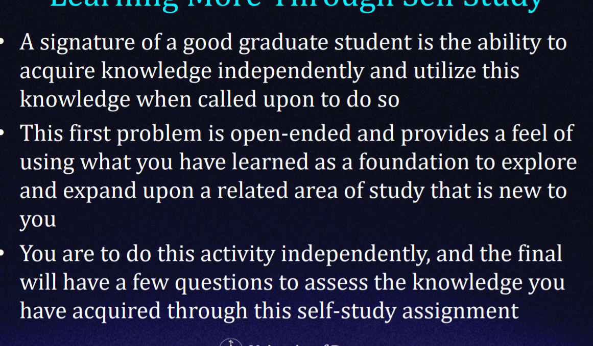 Solved • A signature of a good graduate student is the | Chegg.com