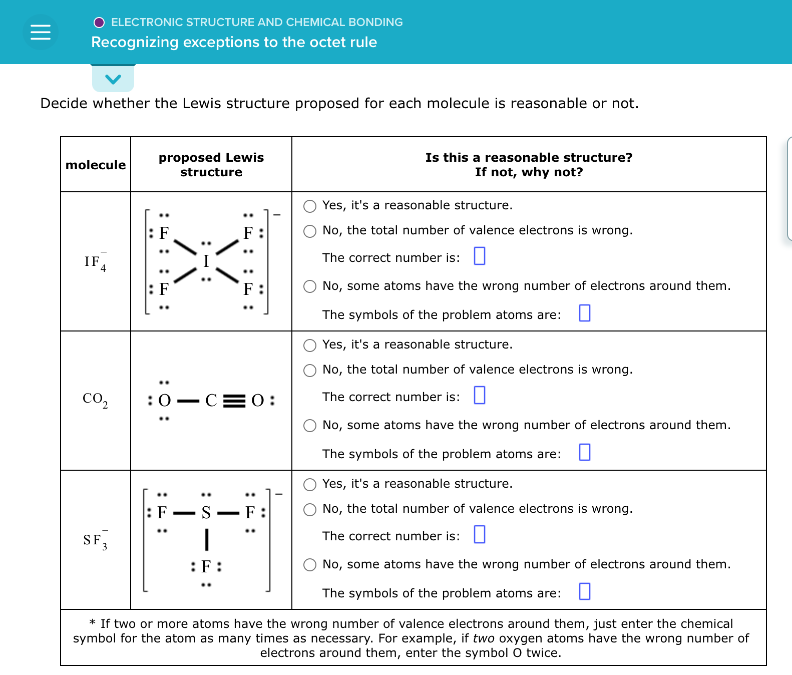 Solved symbol ror tne atom as many cımes as necessary. ror | Chegg.com
