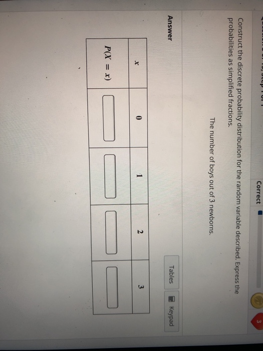 Solved Correct 3 Construct the discrete probability | Chegg.com