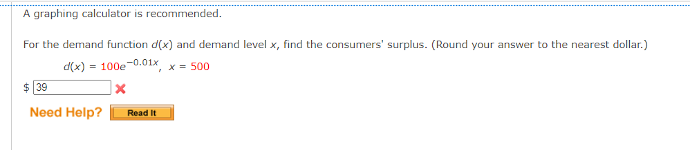 Solved A graphing calculator is recommended.For the demand | Chegg.com