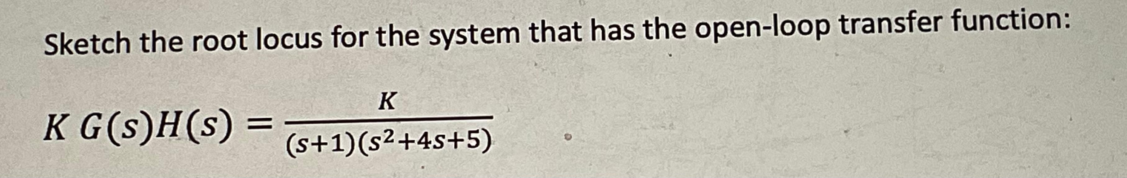 Solved Sketch the root locus for the system that has the | Chegg.com