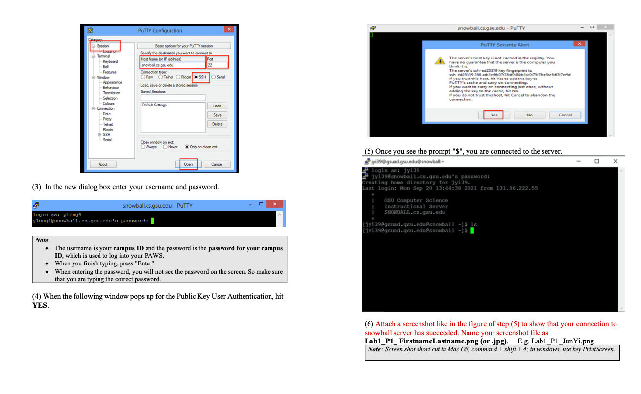Solved Part A: Get connected to the server in PuTTY using | Chegg.com