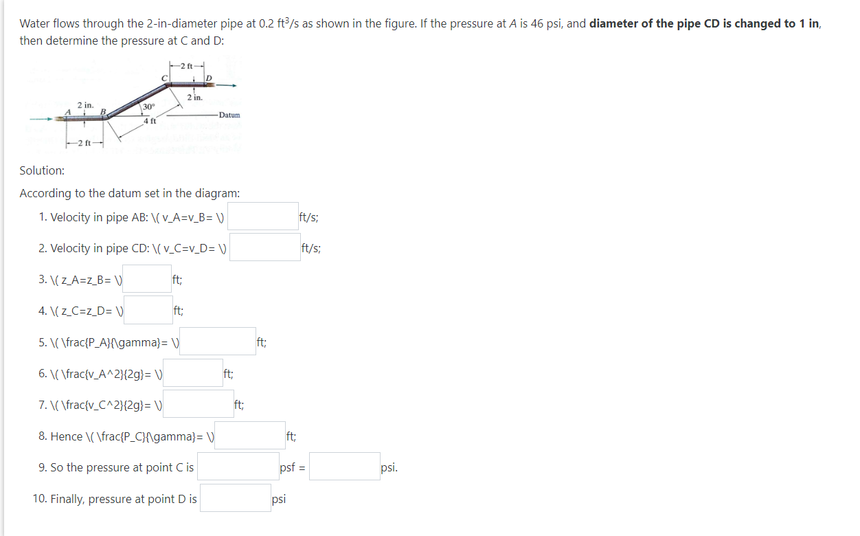 Solved Water flows through the 2-in-diameter pipe at | Chegg.com