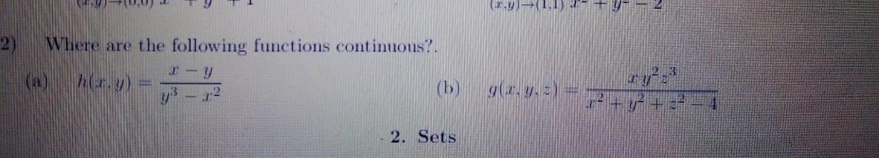 Solved (4) 2) Where are the following functions continuous?. | Chegg.com