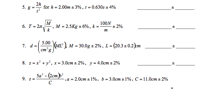 Solved Using error propagation, calculate the percent error | Chegg.com