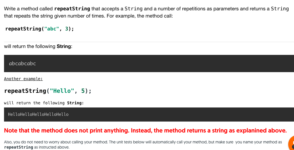 Solved Write a method called repeatString that accepts a | Chegg.com