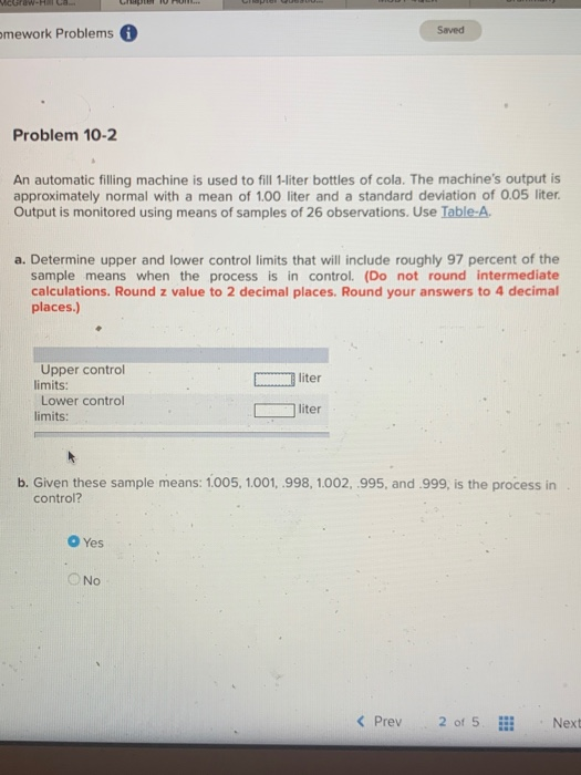 Solved WeGraw-Hila omework Problems i Saved Problem 10-2 An | Chegg.com