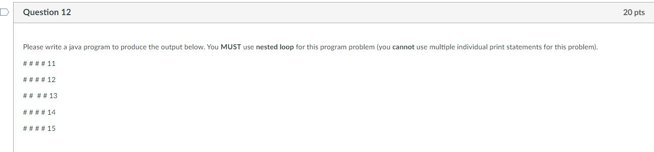 Please write a java program to produce the output | Chegg.com