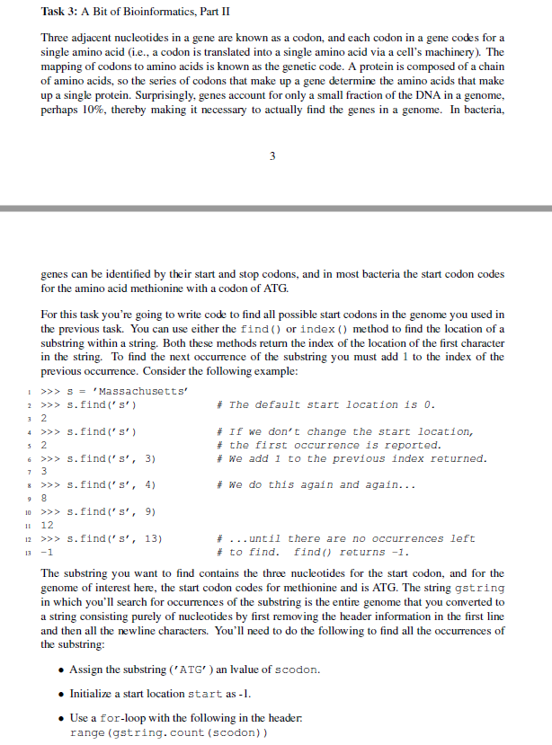 Task 3: A Bit of Bioinformatics, Part II Three | Chegg.com