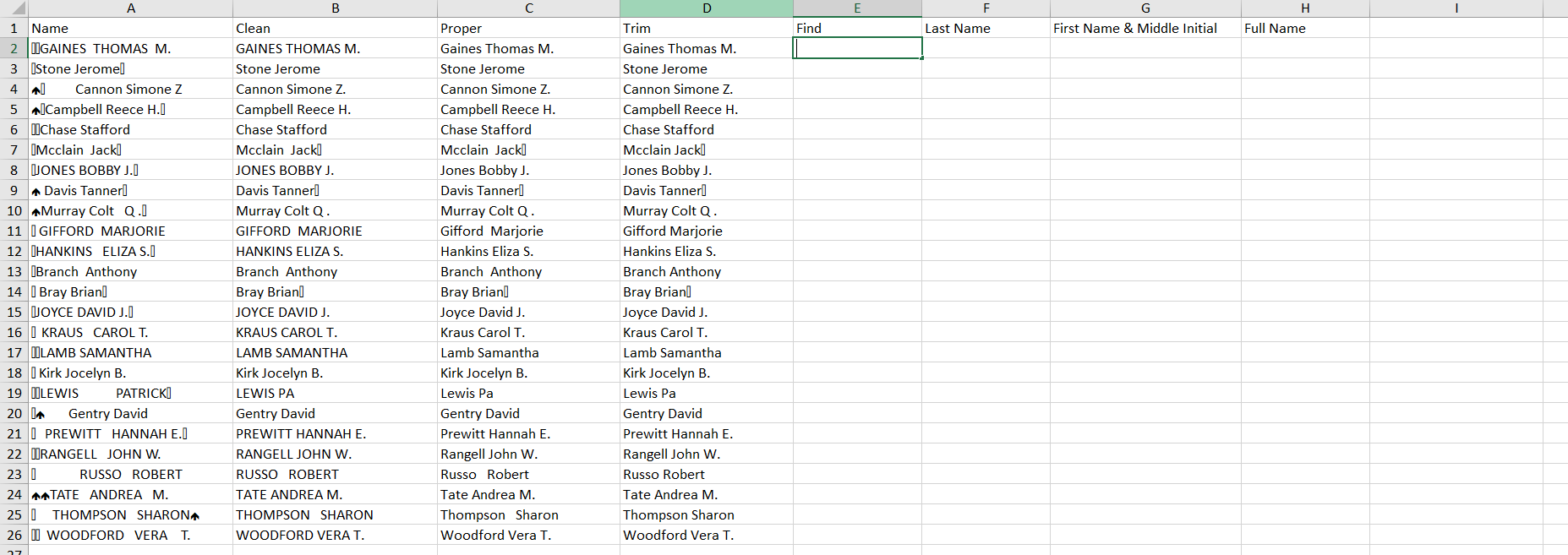 Solved In Column E Use The Appropriate Text Function To Chegg