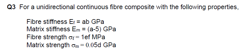 Q3 For a unidirectional continuous fibre composite | Chegg.com