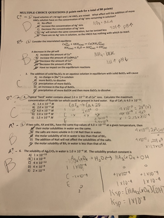 Solved MULTIPLE CHOICE QUESTIONS (2 points each for a total | Chegg.com