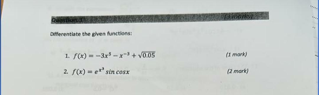 Solved Differentiate the given functions: 1. | Chegg.com