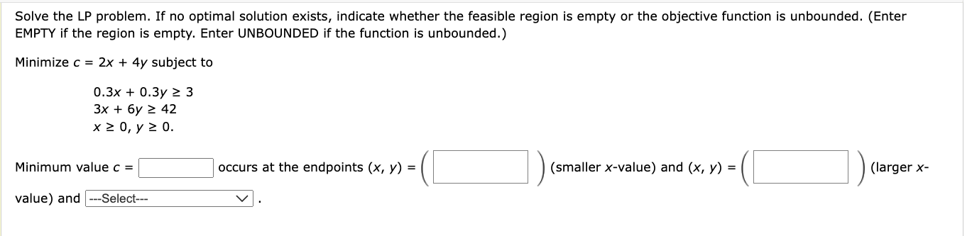 Solved Solve the LP problem. If no optimal solution exists, | Chegg.com
