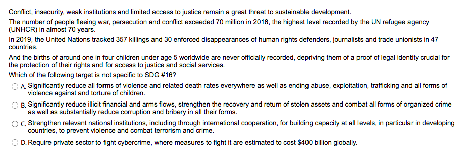 Solved Conflict, insecurity, weak institutions and limited | Chegg.com