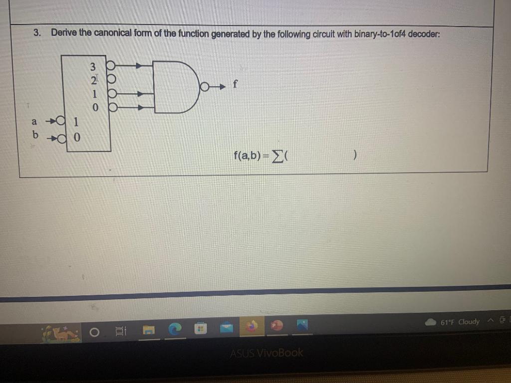 Solved 3. Derive the canonical form of the function | Chegg.com