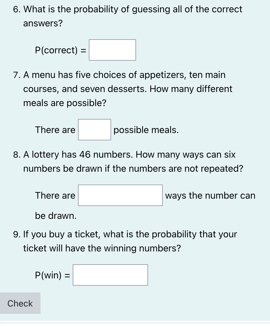 Solved 6. What is the probability of guessing all of the | Chegg.com