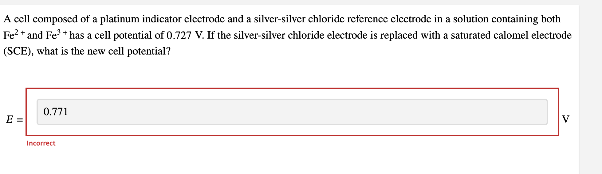 Solved A cell composed of a platinum indicator electrode and | Chegg.com