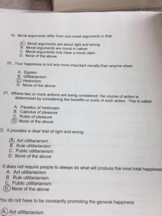 Moral arguments differ from non-moral arguments in | Chegg.com