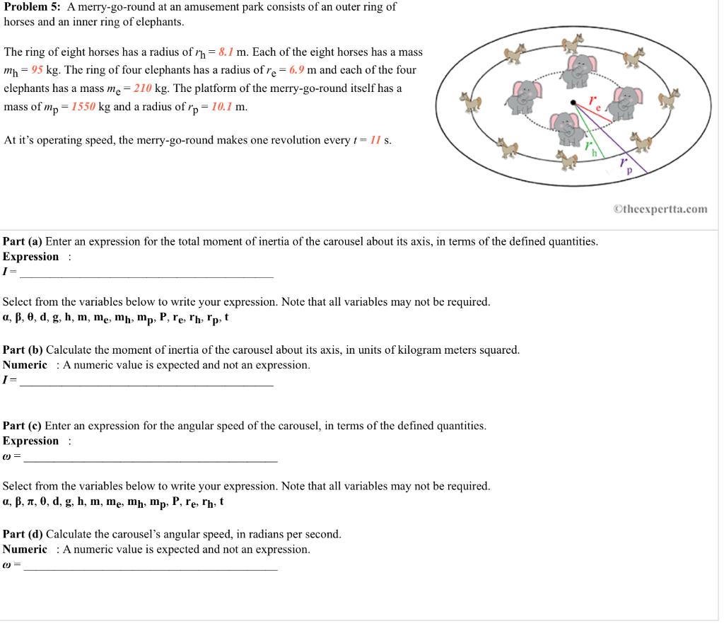 Solved Problem 5: A merry-go-round at an amusement park | Chegg.com