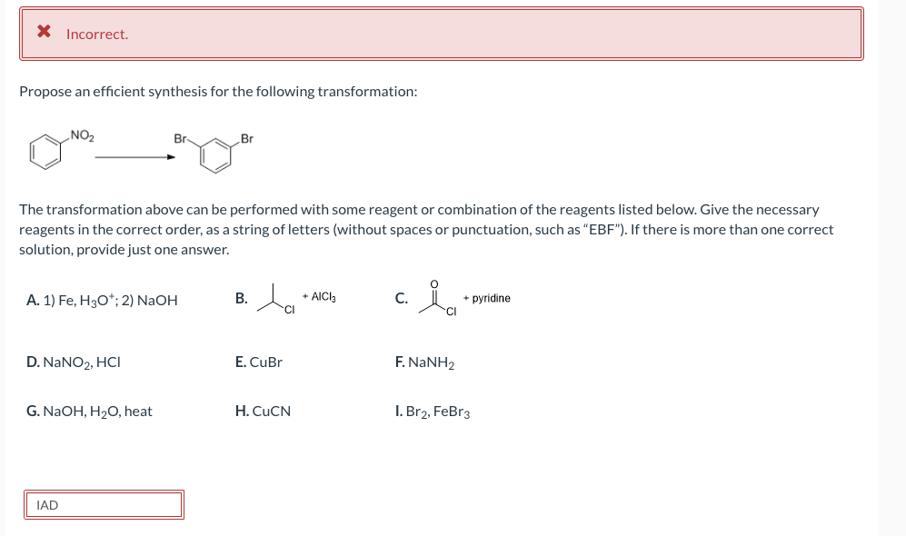 Solved X Incorrect. Propose an efficient synthesis for the | Chegg.com