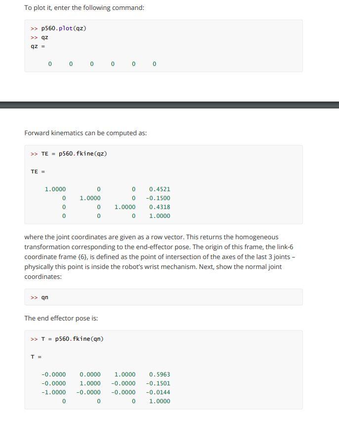Solved 2. Puma 560 robot (Programmable Universal Manipulator | Chegg.com