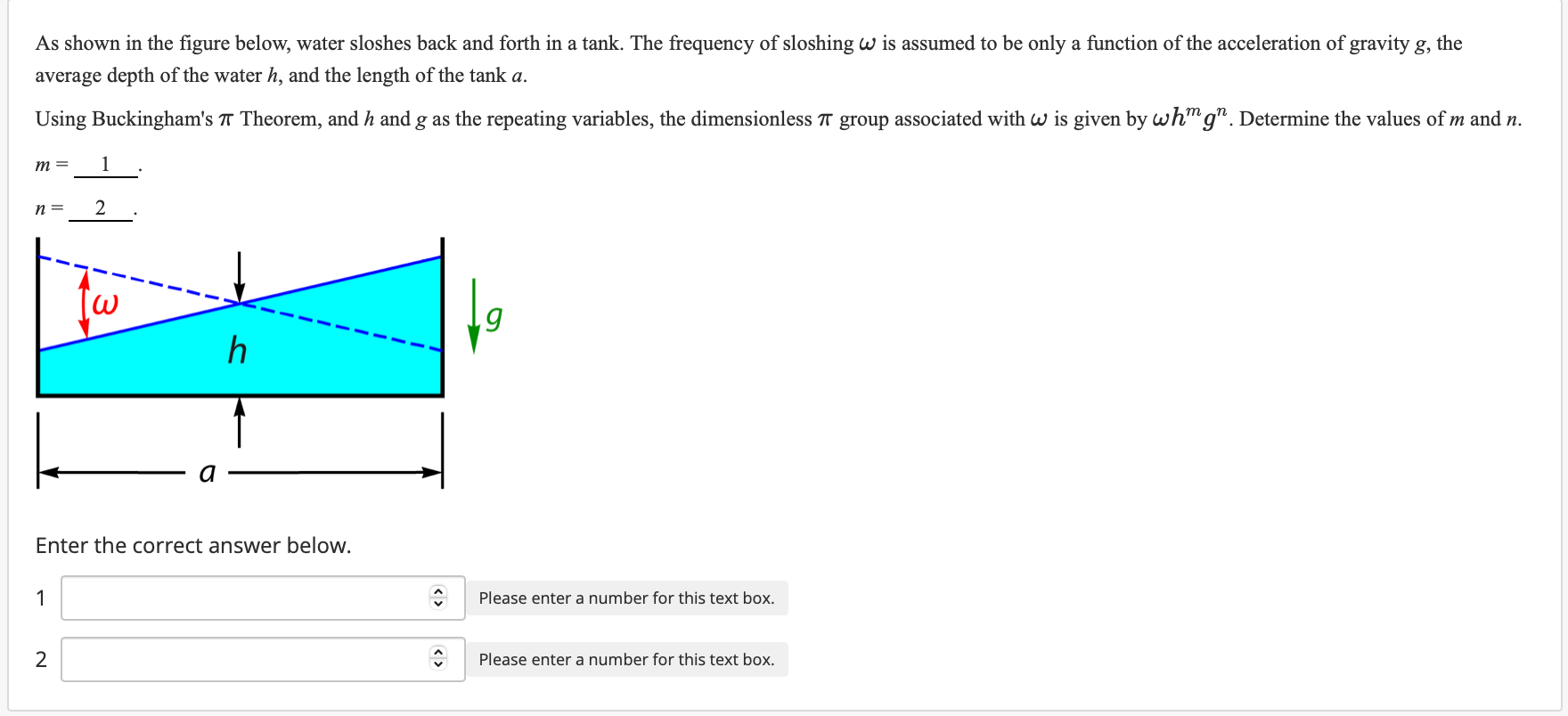 Solved As shown in the figure below, water sloshes back and | Chegg.com