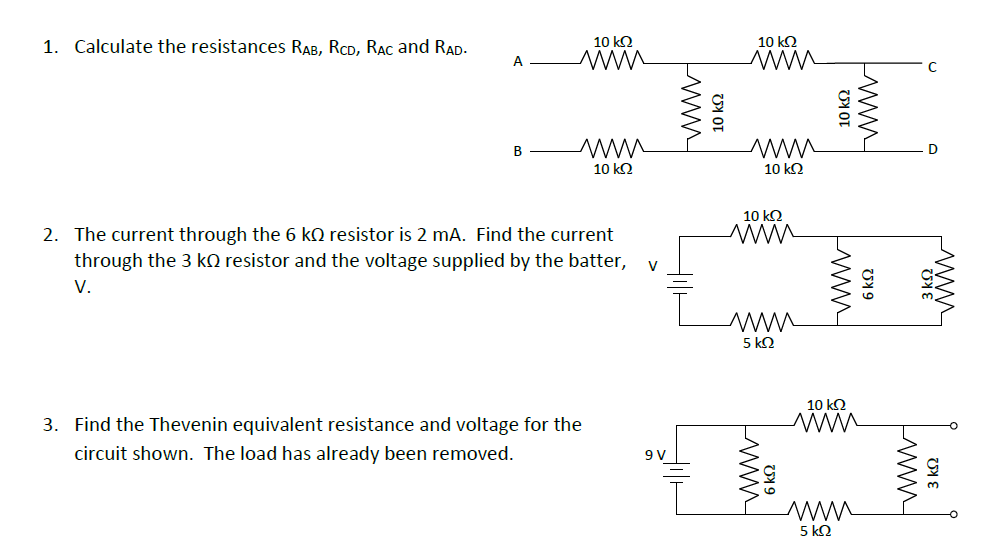 Solved 1. Calculate the resistances RAB, RCD, Rac and RAD. | Chegg.com