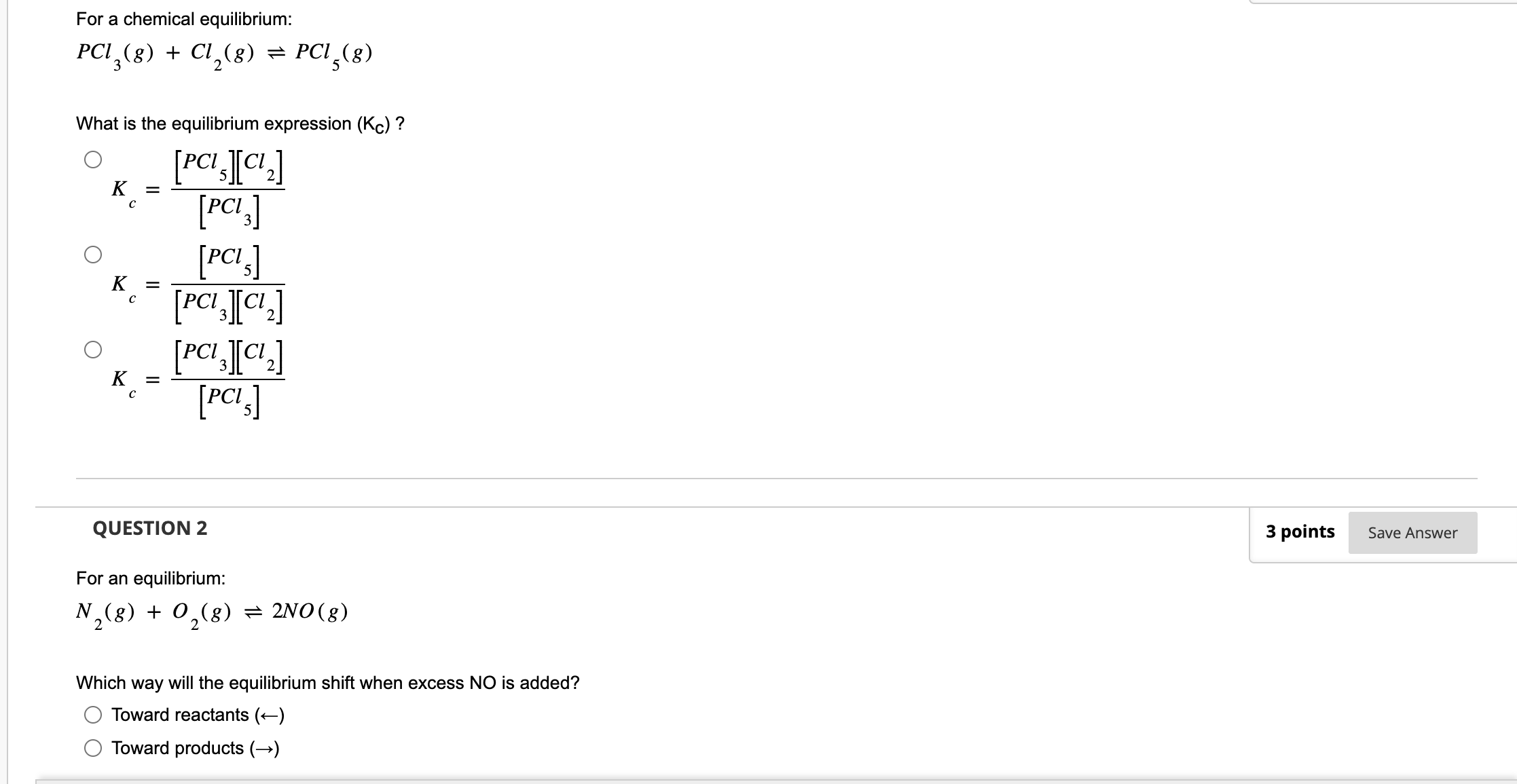 Solved For a chemical equilibrium:PCl3(g)+Cl2(g)⇌PCl5(g)What | Chegg.com