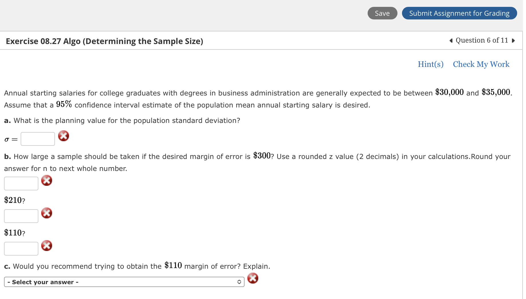 Solved Annual starting salaries for college graduates with | Chegg.com