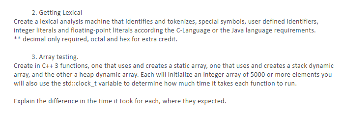 Solved 2. Getting Lexical Create a lexical analysis machine | Chegg.com