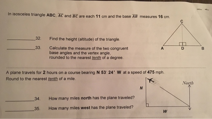 Solved In isosceles triangle ABC, AC and BC are each 11 cm | Chegg.com