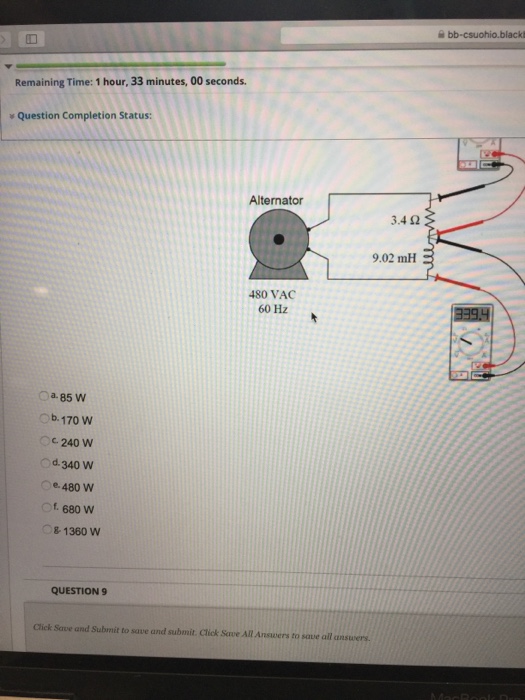 Solved QUESTION 8 In the circuit shown below, an alternator | Chegg.com
