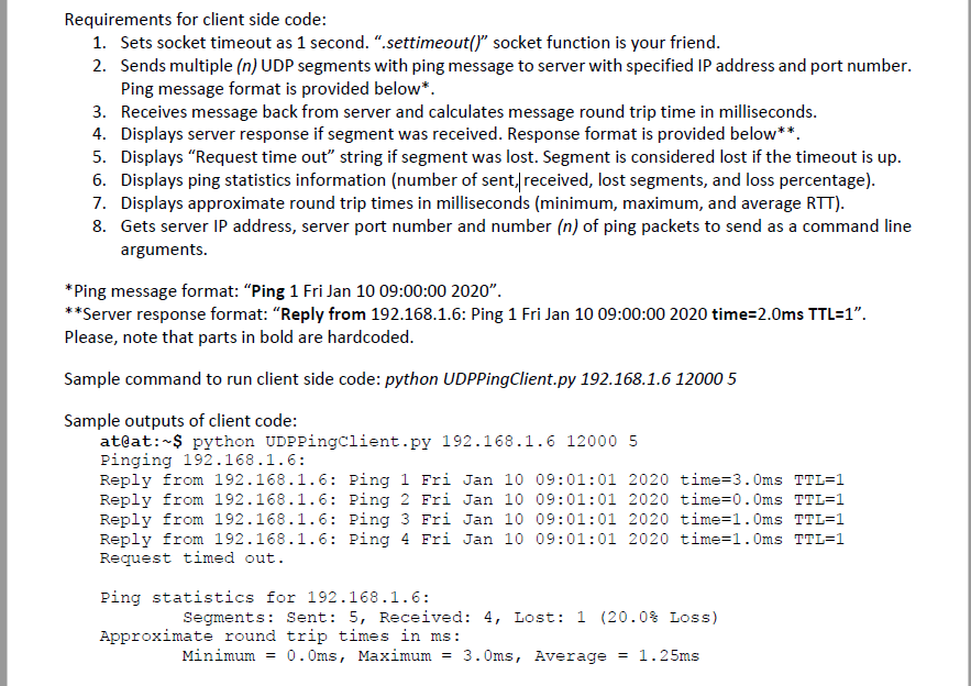 Solved Requirements for client side code: 1. Sets socket | Chegg.com