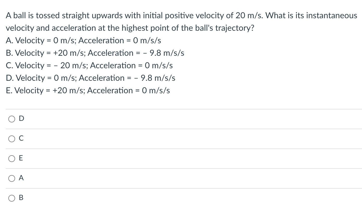 Solved A ball is tossed straight upwards with initial | Chegg.com