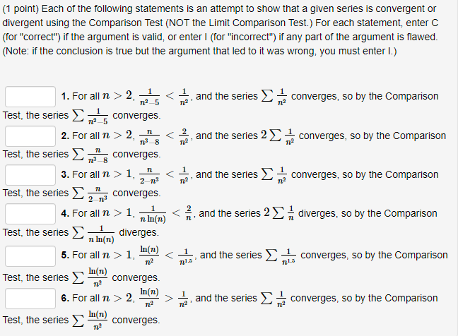 Solved (1 point) Each of the following statements is an | Chegg.com