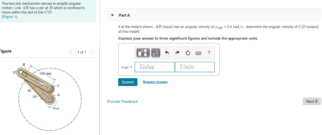 Solved The two-link mechanism serves to amplify angular | Chegg.com