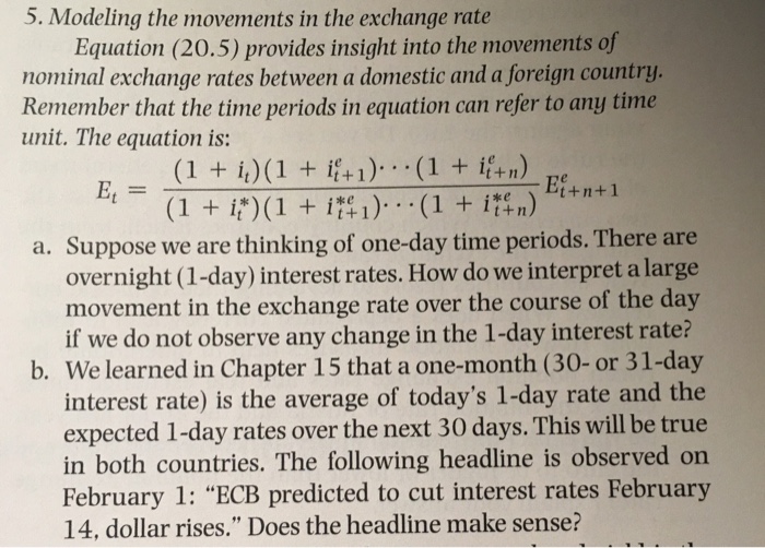 Solved Modeling the movements in the exchange rate Equation | Chegg.com