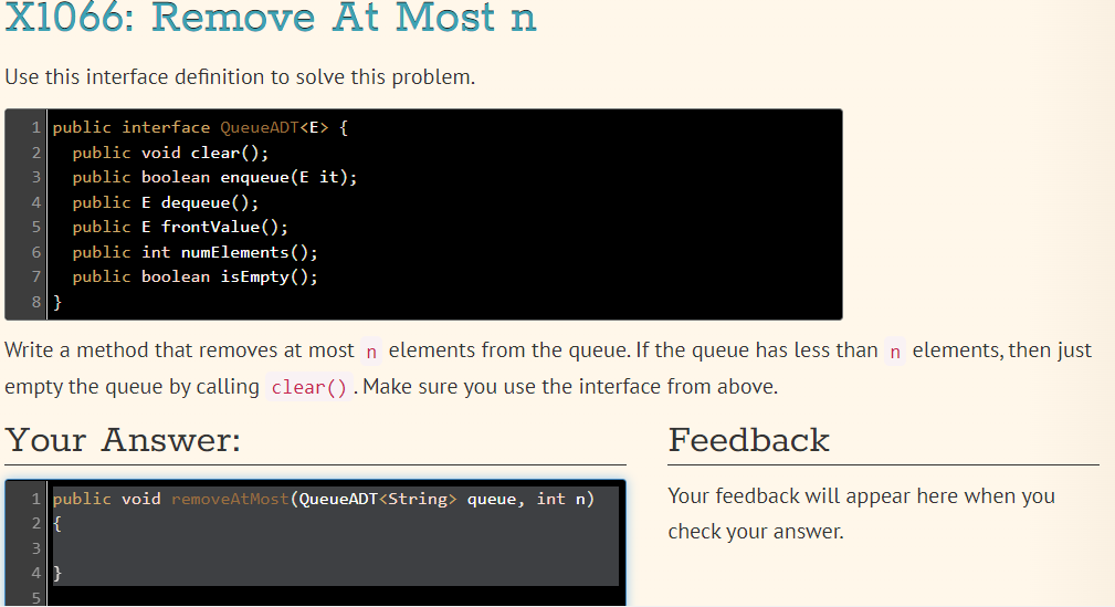 Solved X1066: Remove At Most n Use this interface definition | Chegg.com