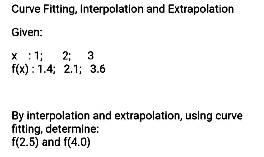 Solved Curve Fitting, Interpolation and Extrapolation Given: | Chegg.com