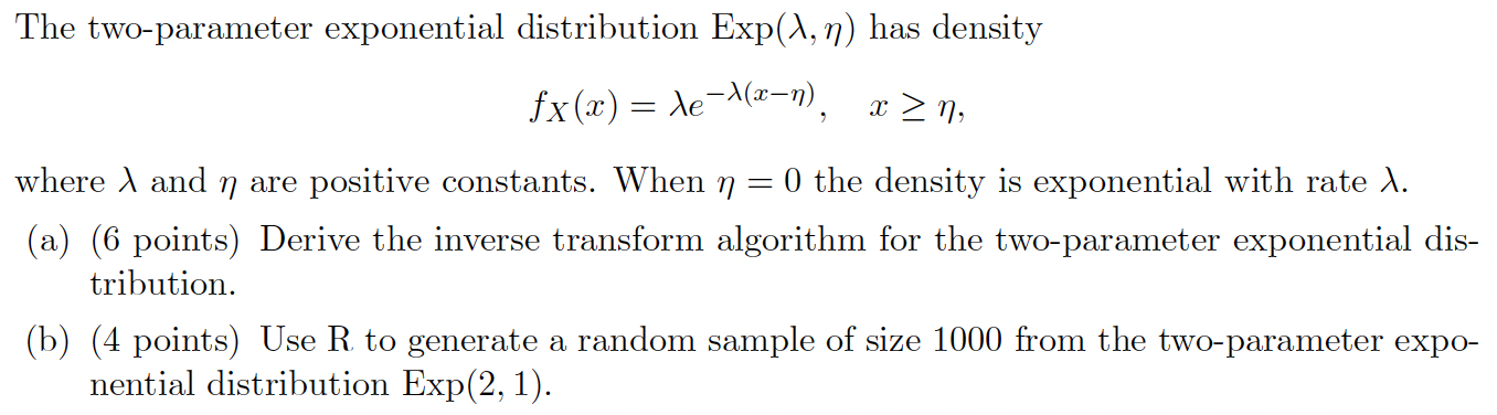 Solved The Two Parameter Exponential Distribution Exp λ η
