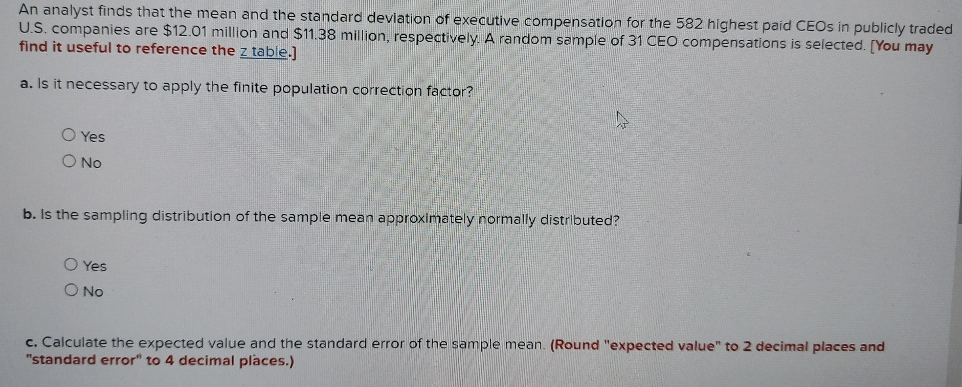 Solved c. Calculate the expected value and the standard | Chegg.com