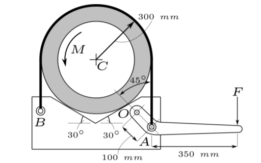 Solved In the belt brake system given in the figure, the | Chegg.com
