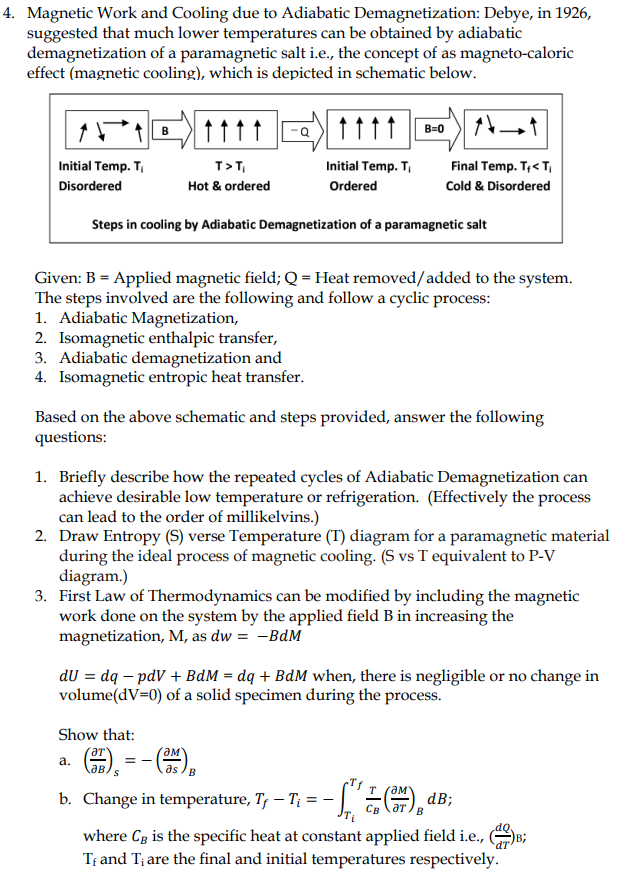 Solved Magnetic Work and Cooling due to Adiabatic | Chegg.com