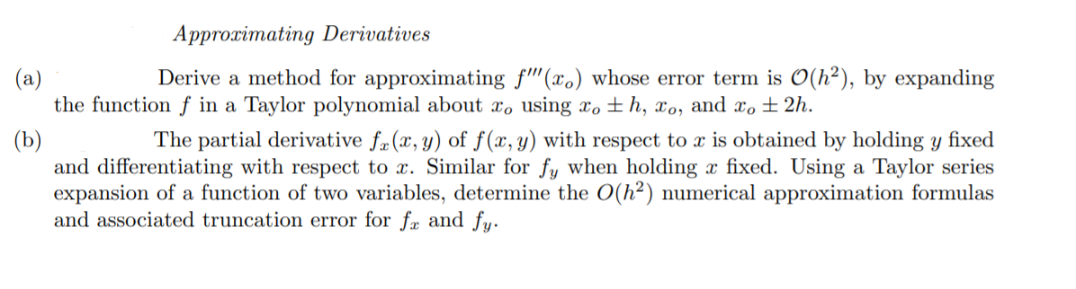 Solved (a) Approximating Derivatives Derive a method for | Chegg.com